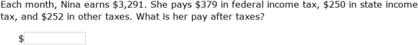 IXL | Income and payroll taxes: word problems | 8th grade math