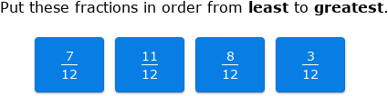 IXL | Compare and order fractions with common denominators | 6th grade math