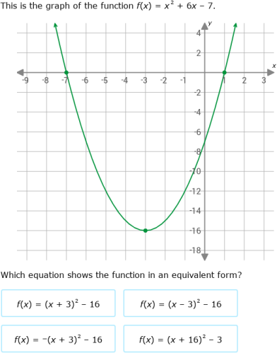 IXL - Checkpoint: Graphs and transformations of quadratic functions (Algebra 1 practice)
