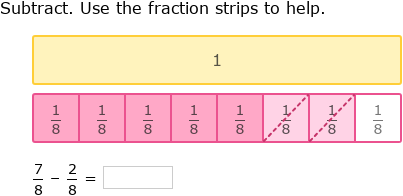 IXL | Subtract fractions with like denominators using strip models ...