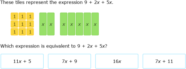 IXL | Combine like terms using algebra tiles | 6th grade math