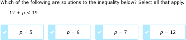 IXL | Solutions to one-step inequalities | 6th grade math