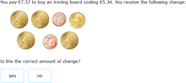 IXL | Making change - up to €10 | 3rd grade math