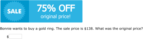 IXL | Sale prices: find the original price | 6th grade math
