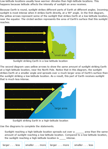 IXL | Factors affecting climate: latitude | 8th grade science