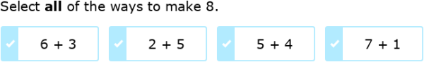 IXL | Make 8 using addition | 1st grade math