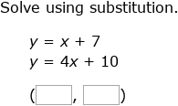 IXL | Solve a system of equations using substitution | 8th grade math