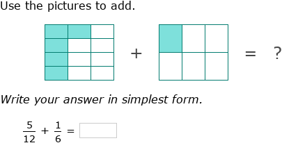 IXL | Add fractions with unlike denominators using objects | 4th grade math