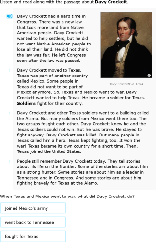 IXL | Davy Crockett | Kindergarten social studies