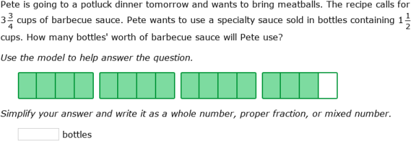 IXL | Divide fractions and mixed numbers using models: word problems ...