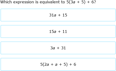 IXL | Identify equivalent linear expressions I | 8th grade math