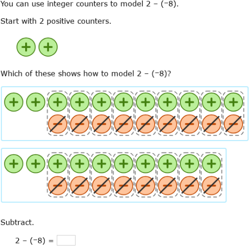 IXL | Add and subtract integers using counters | 7th grade math