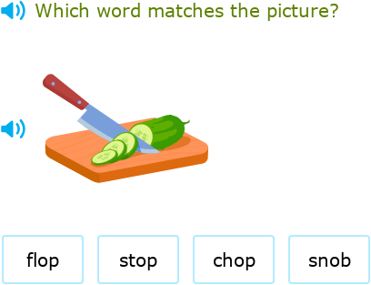 IXL | Choose the short o word that matches the picture | 1st grade ...