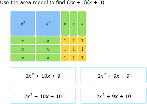 IXL - Multiply two binomials using algebra tiles (Geometry practice)