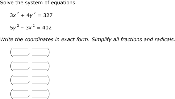 IXL Solve A Nonlinear System Of Equations Algebra 2 Practice 