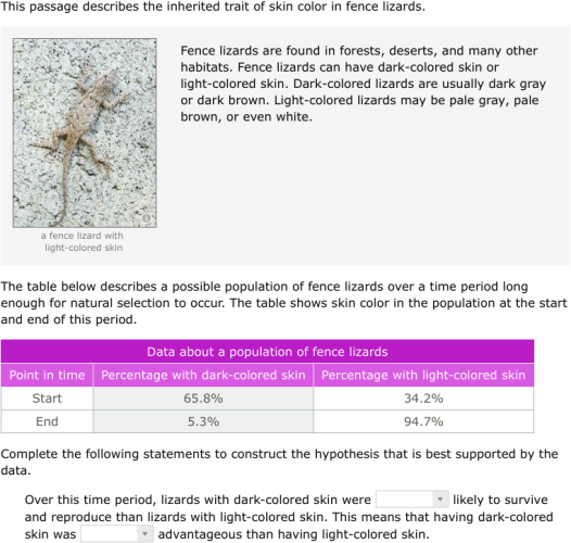 IXL | Construct explanations of natural selection | 6th grade science