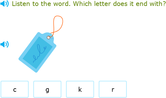 IXL | Which letter does the word end with? | Kindergarten language arts
