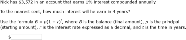 IXL - Compound interest (Algebra 1 practice)