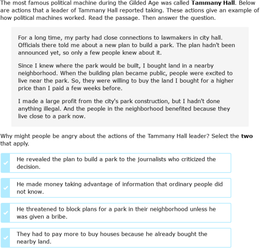 IXL | Cities in the Gilded Age | 8th grade social studies