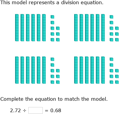 IXL | Divide decimals using blocks: complete the equation | 5th grade math