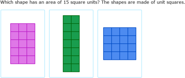 IXL | Select rectangles with a given area | 3rd grade math