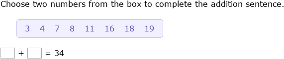 IXL | Choose numbers with a particular sum, difference, product, or ...