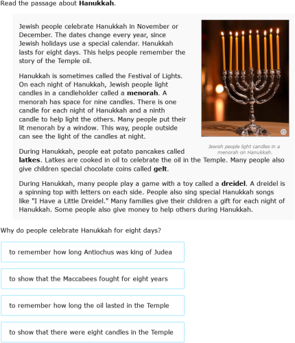 IXL | Hanukkah | 5th grade social studies