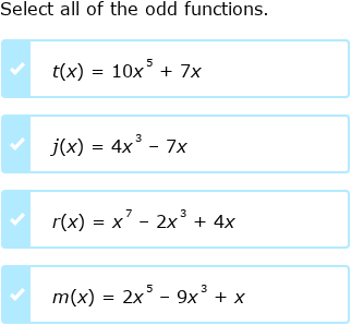 IXL - Even and odd functions: equations (Algebra 2 practice)