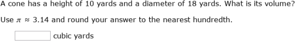 IXL | Volume of cones | 8th grade math