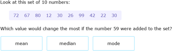 IXL | Changes in mean, median, and mode | 6th grade math