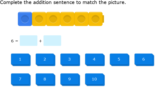 IXL | Take apart 6 and 7 - addition sentences | Kindergarten math
