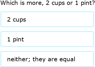 IXL | Compare and convert cups, pints, and quarts | 1st grade math