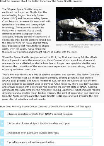 IXL | Space exploration and the state of Florida | 8th grade science