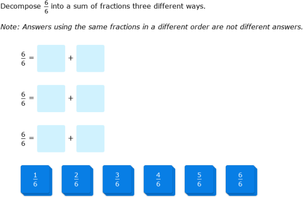 IXL | Decompose fractions multiple ways | 5th grade math