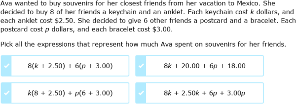 IXL | Identify equivalent linear expressions: word problems | 7th grade ...