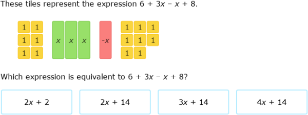 IXL | Simplify expressions by combining like terms: with algebra tiles ...
