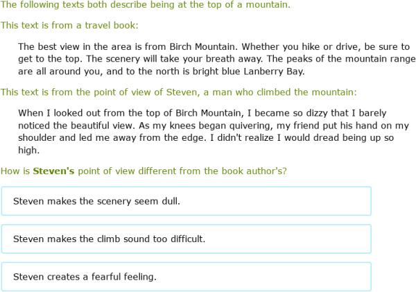 IXL | Distinguish points of view | 5th grade language arts