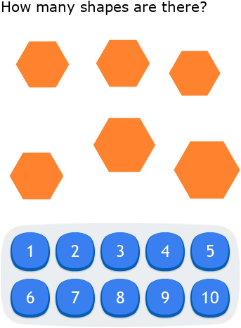 IXL | Count scattered shapes - up to 10 | Pre-K math