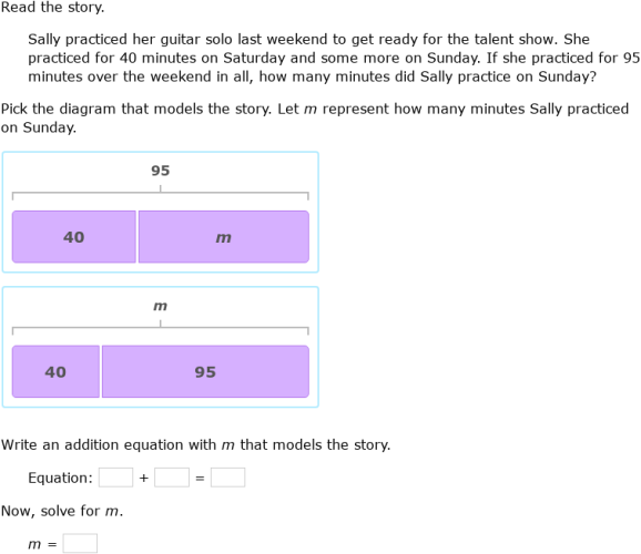 IXL | Write and solve one-step equations using strip diagrams: word ...