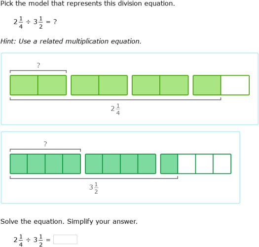 IXL | Divide fractions and mixed numbers using models | 6th grade math