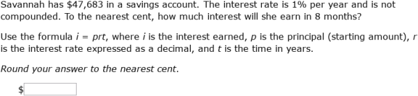 IXL - Simple interest (Algebra 1 practice)