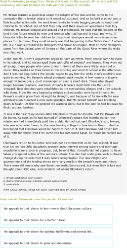 IXL | Analyze passages from Things Fall Apart: Part 2 | 12th grade ...