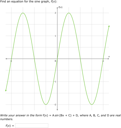 IXL - Write equations of sine functions from graphs (Algebra 2 practice)