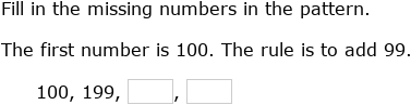 IXL | Use a rule to complete an addition pattern | 3rd grade math