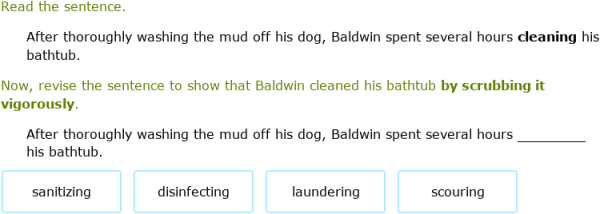 IXL | Revise the sentence using a stronger verb | 8th grade language arts