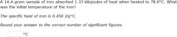 IXL - Calculations involving specific heat (Chemistry practice)