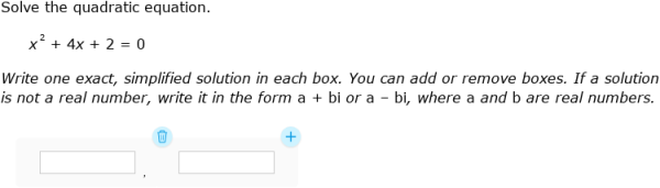 IXL - Solve a quadratic equation using the quadratic formula ...