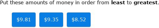 IXL | Put money amounts in order | 3rd grade math