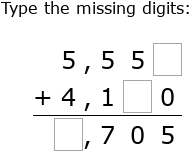 IXL | Addition up to four digits: fill in the missing digits | 3rd ...