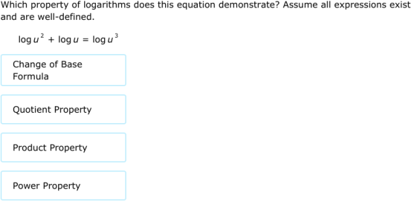 IXL - Identify properties of logarithms (Algebra 2 practice)